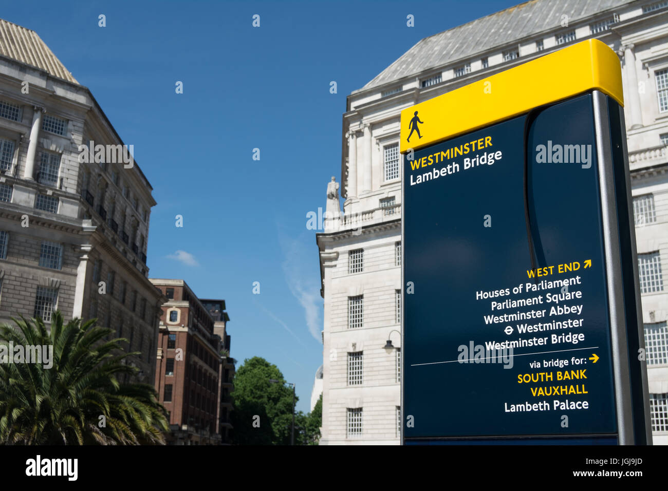 wayfinding sign on the westminster side of lambeth bridge, london ...