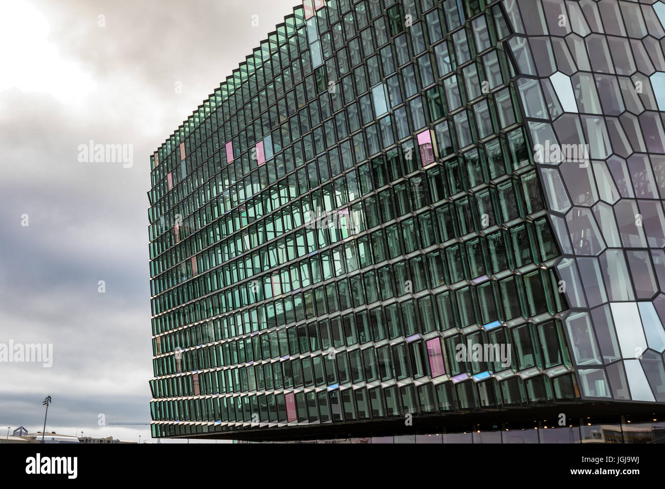Reykjavik, Iceland - April 1, 2017: Famous modern building of Harpa ...