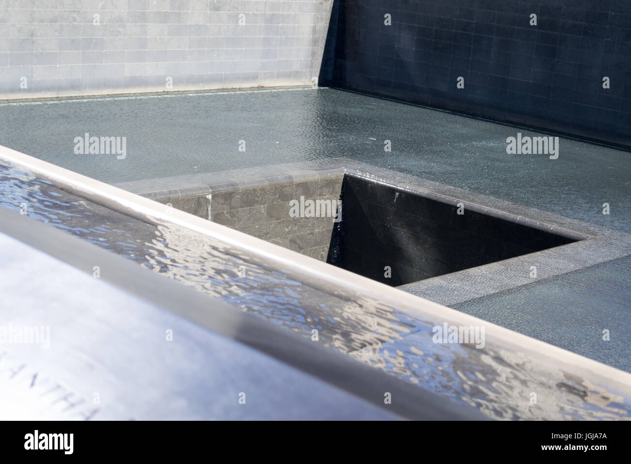 9/11 memorial fountains located where the Twin Towers used to be Stock ...