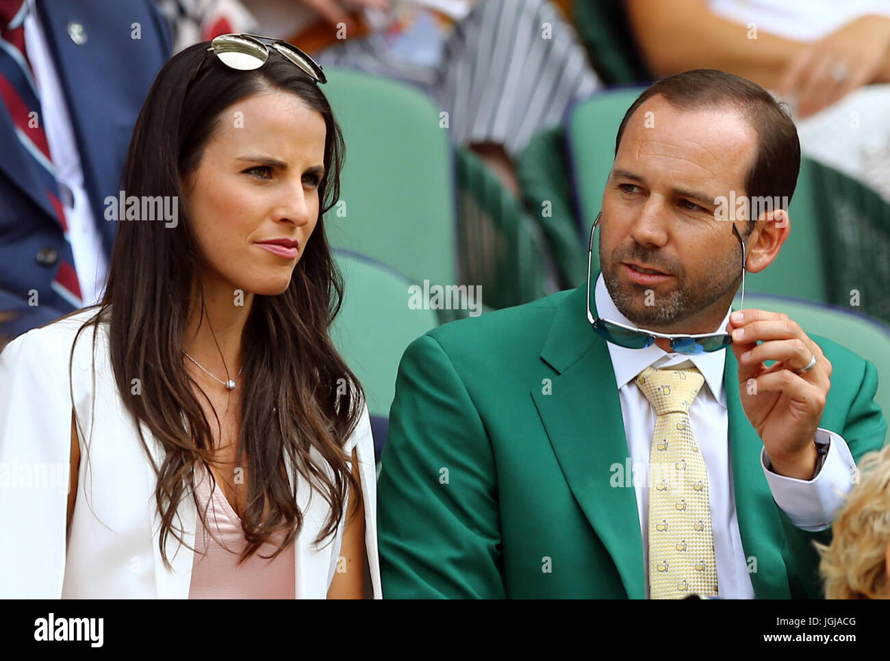 Golfer Sergio Garcia and Angela Akins in the royal box on day five of ...