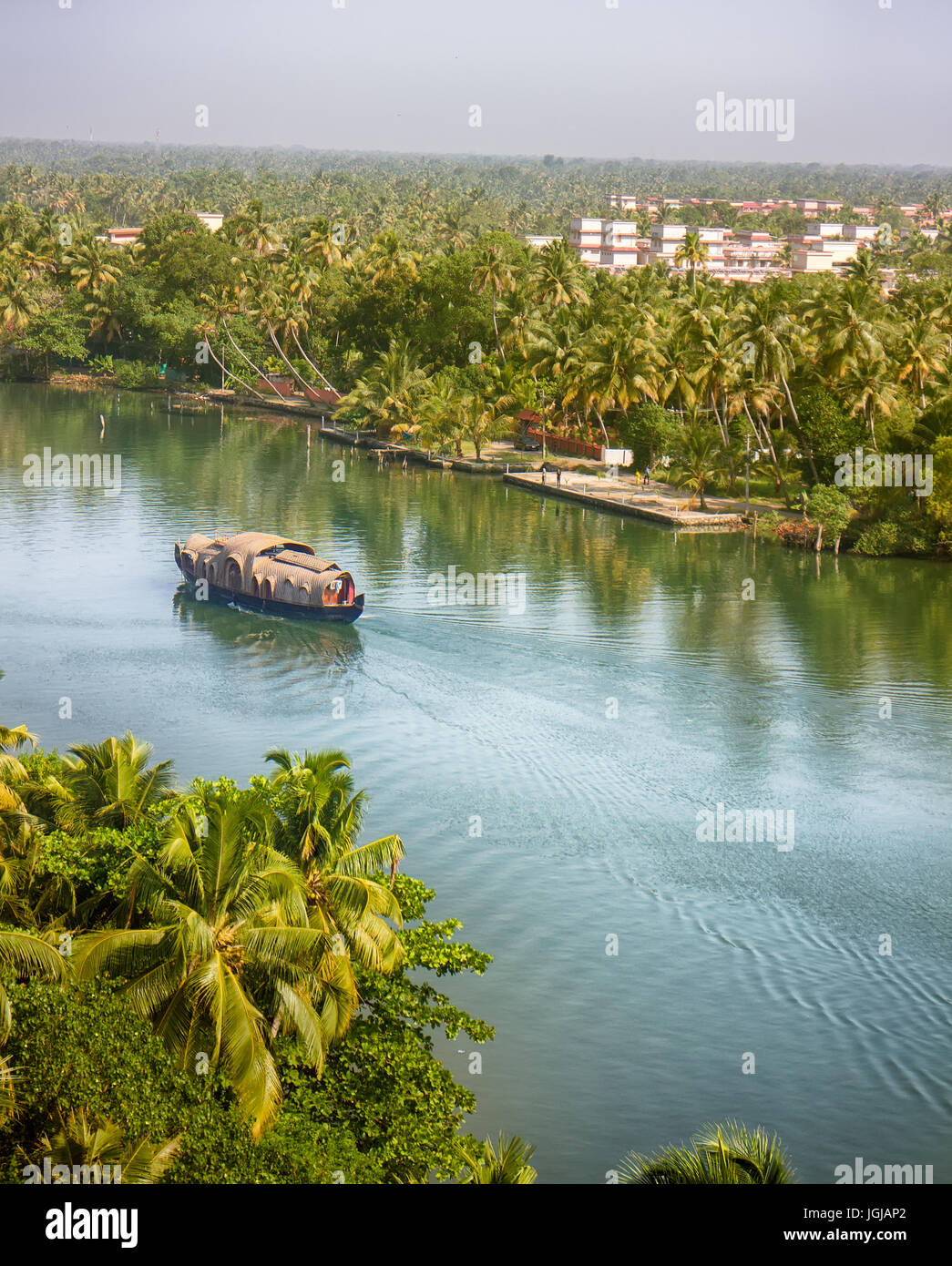 India, Kerala - January 10, 2016: backwaters, India. Tropical landscape ...