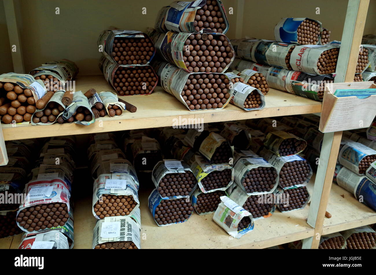 25TH AUGUST, 2014, ESTELI, NICARAGUA - Prepared cigars Inside a cigar ...