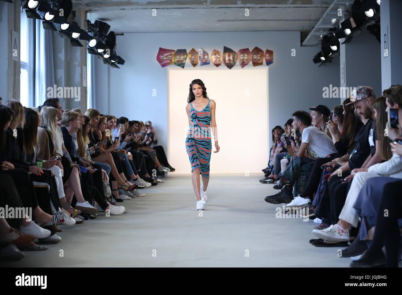 Berlin, Germany. 07th July, 2017. The photo shows models with the ...