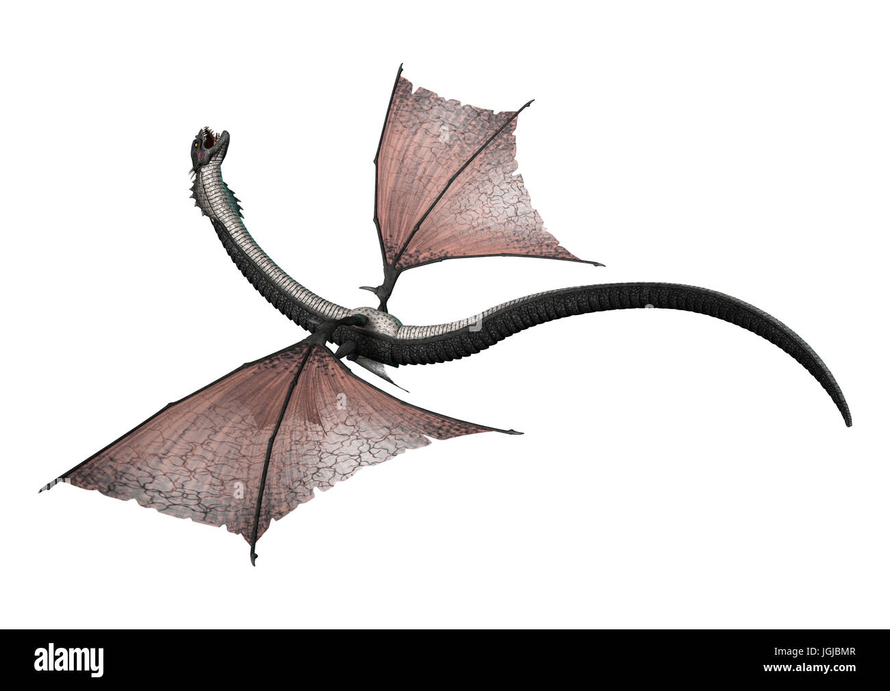 3D rendering of a fantasy snake dragon isolated on white background ...