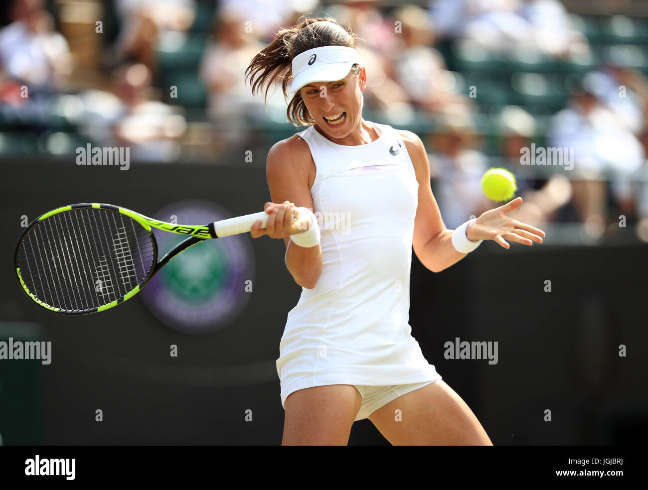 Johanna Konta in action against Maria Sakkari on day five of the ...