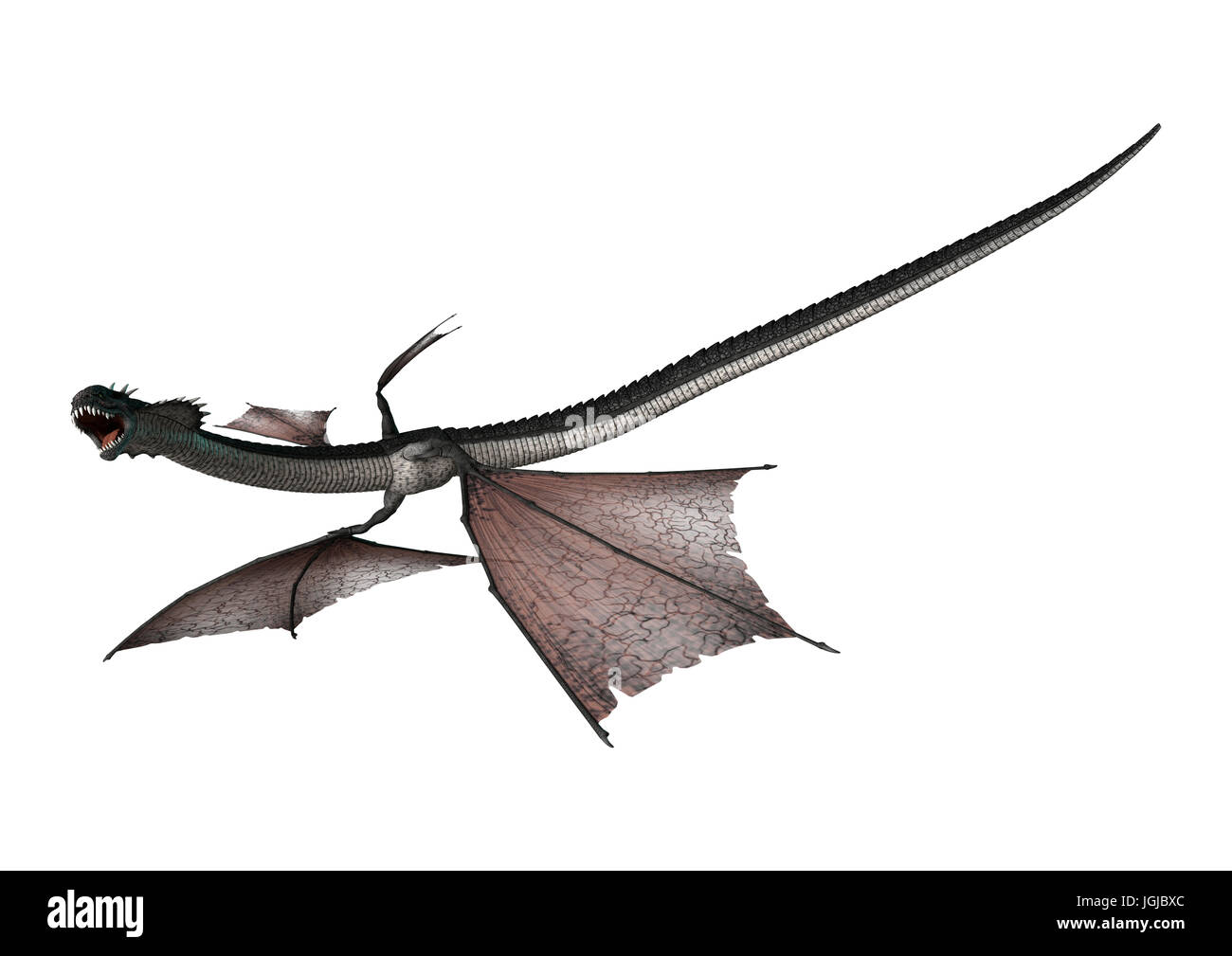 3D rendering of a fantasy snake dragon isolated on white background ...