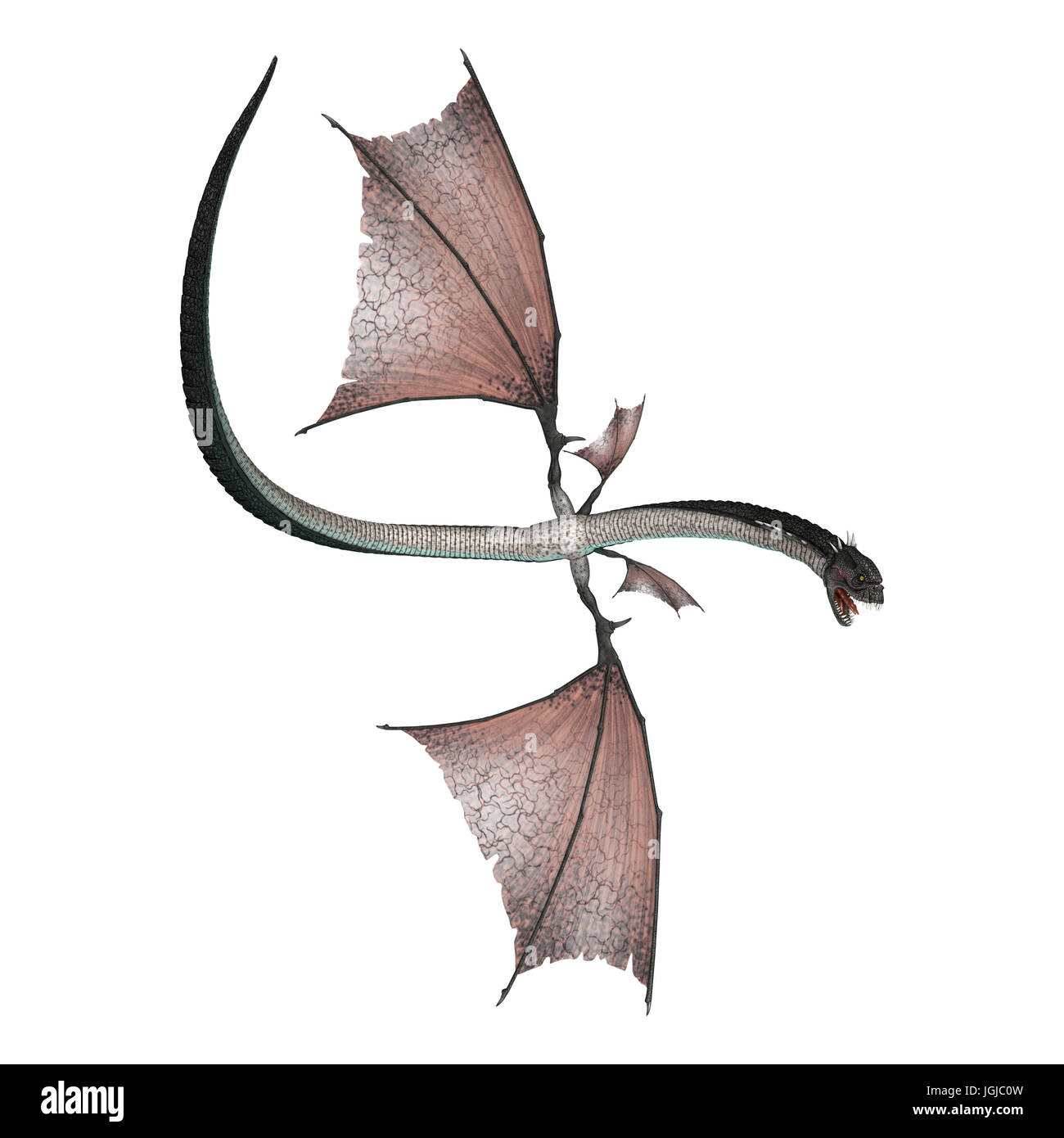 3D rendering of a fantasy snake dragon isolated on white background ...