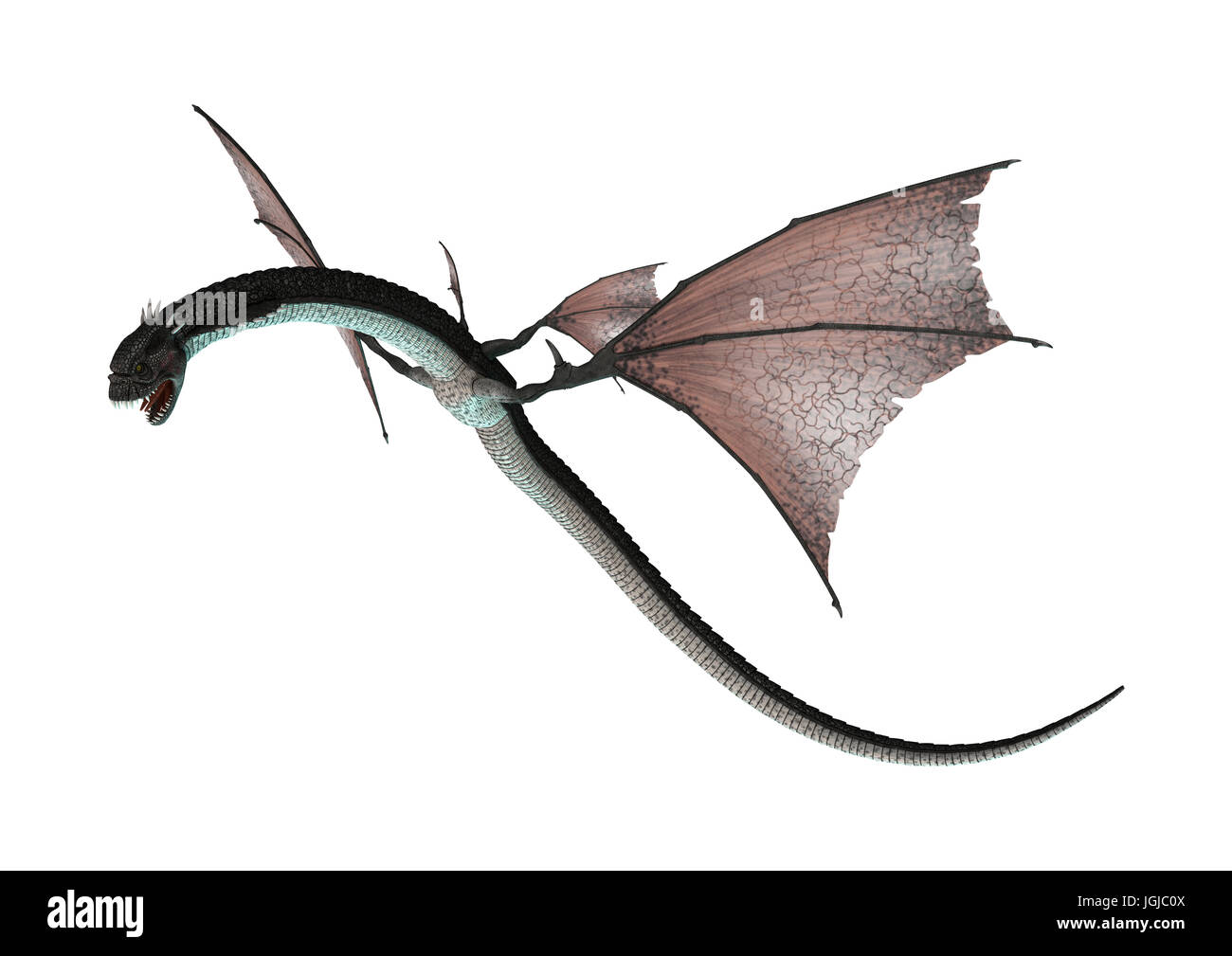 3D rendering of a fantasy snake dragon isolated on white background ...