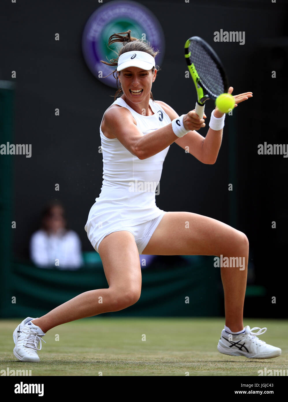 Johanna Konta in action against Maria Sakkari on day five of the ...