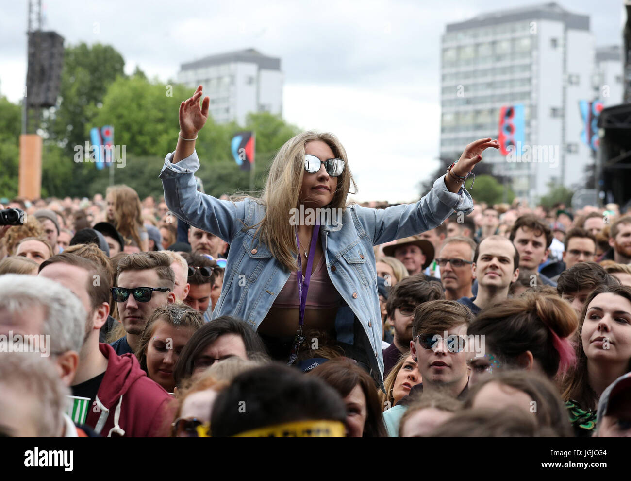 The crowd listen to the performers on the main stage at TRNSMT festival ...