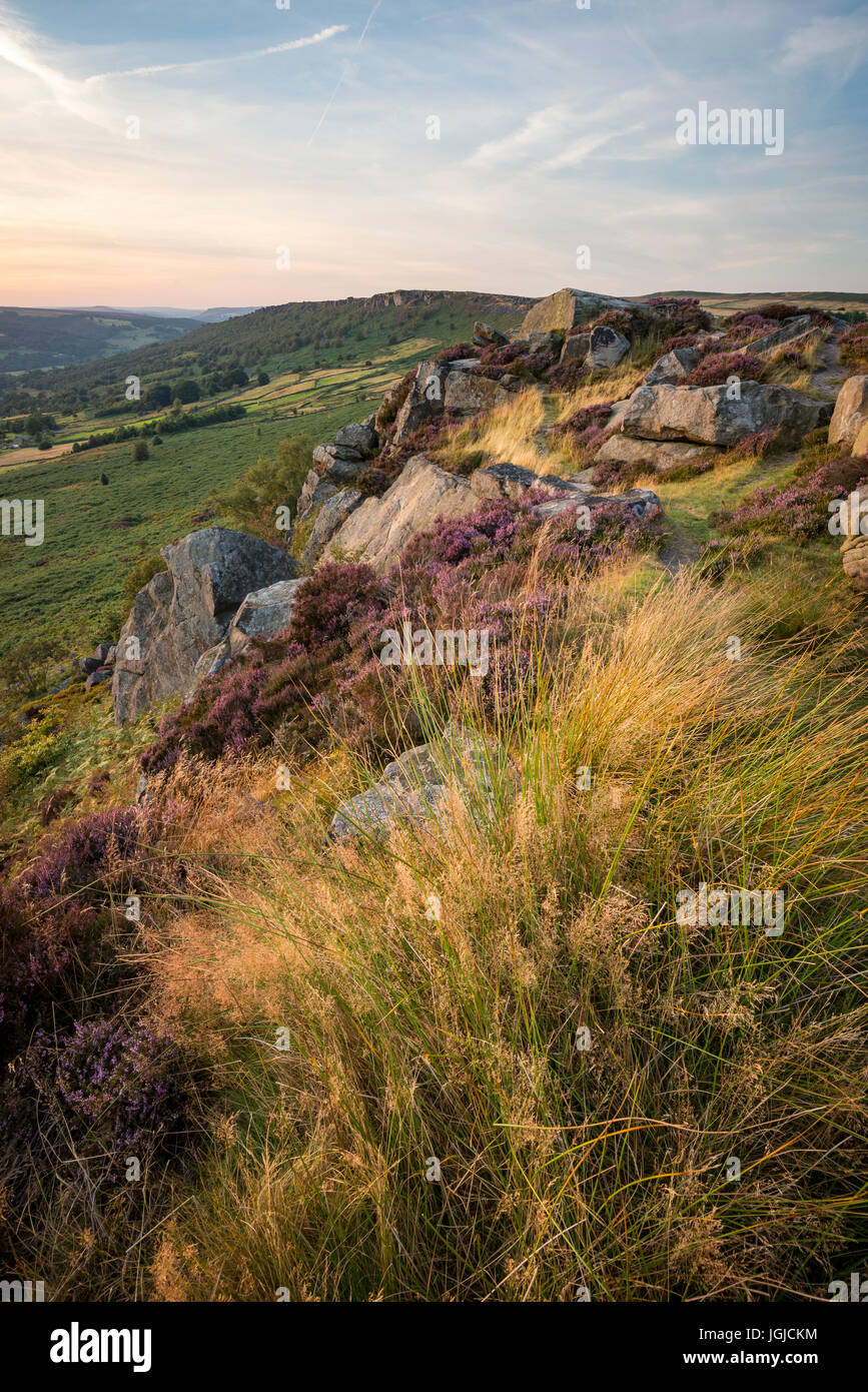 Beautiful summer evening at Baslow edge, Peak District, Derbyshire ...