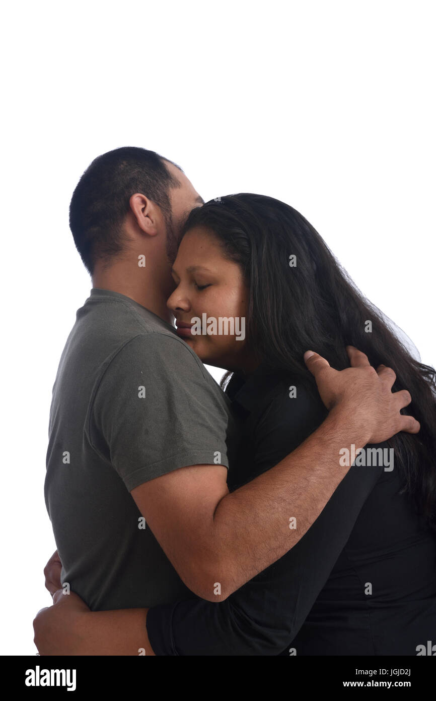 latinamerican couple in love on white Stock Photo - Alamy