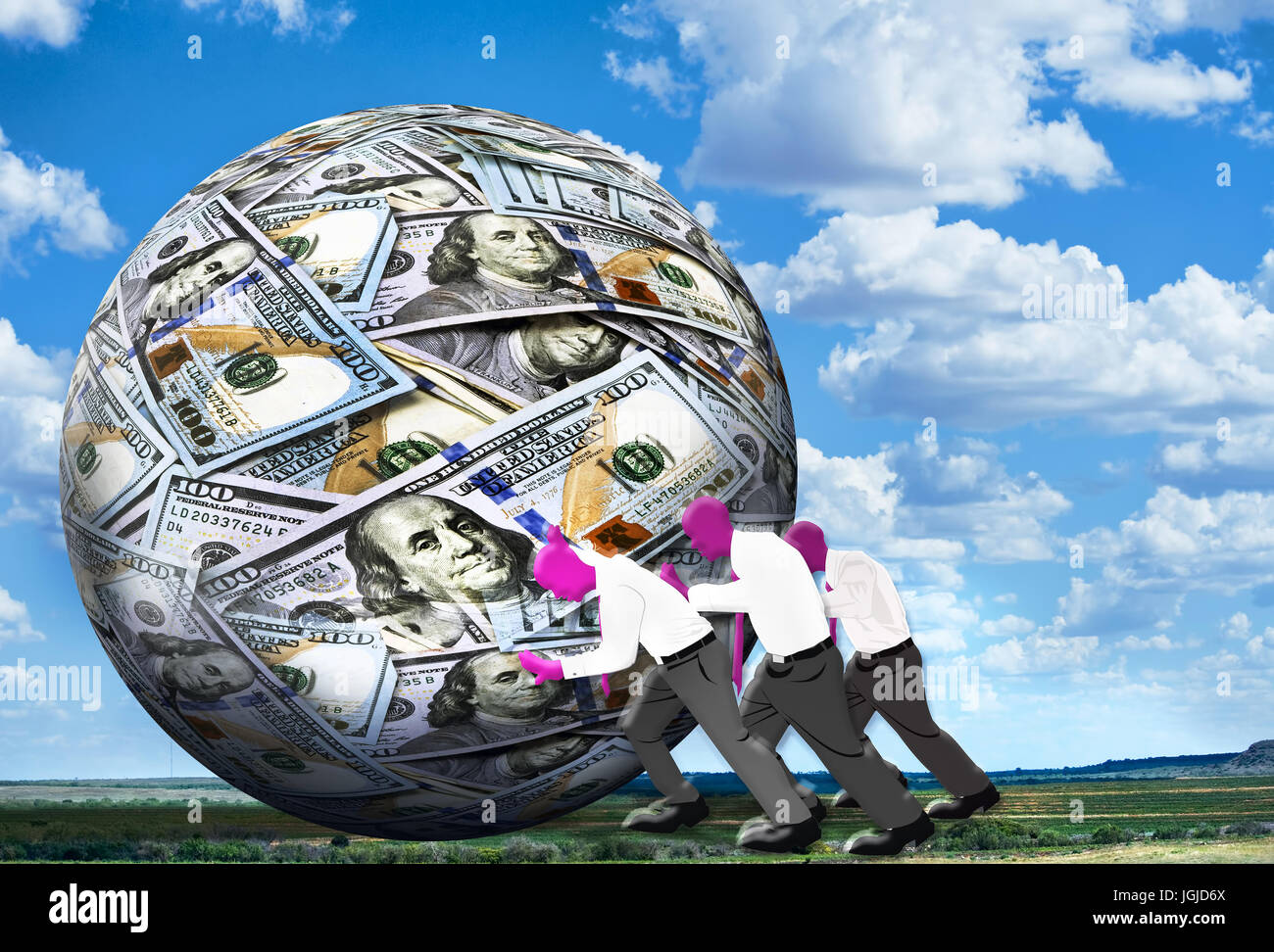 Pushing the American money ball Stock Photo - Alamy