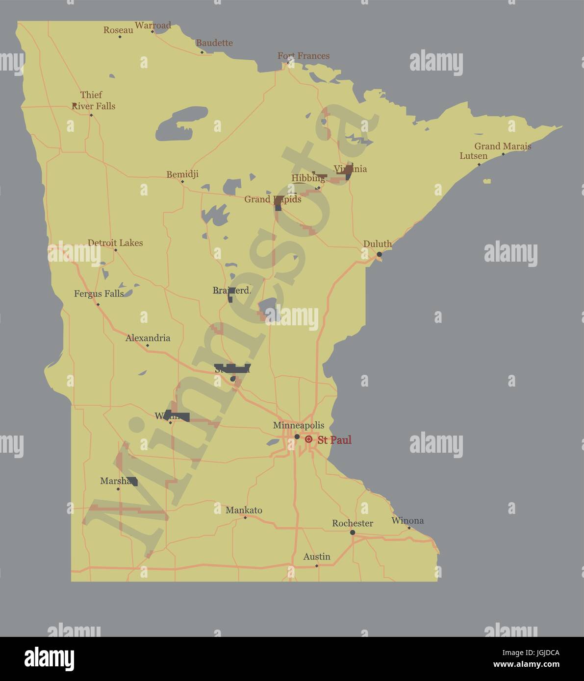 Minnesota vector State Map with Community Assistance and Activates ...