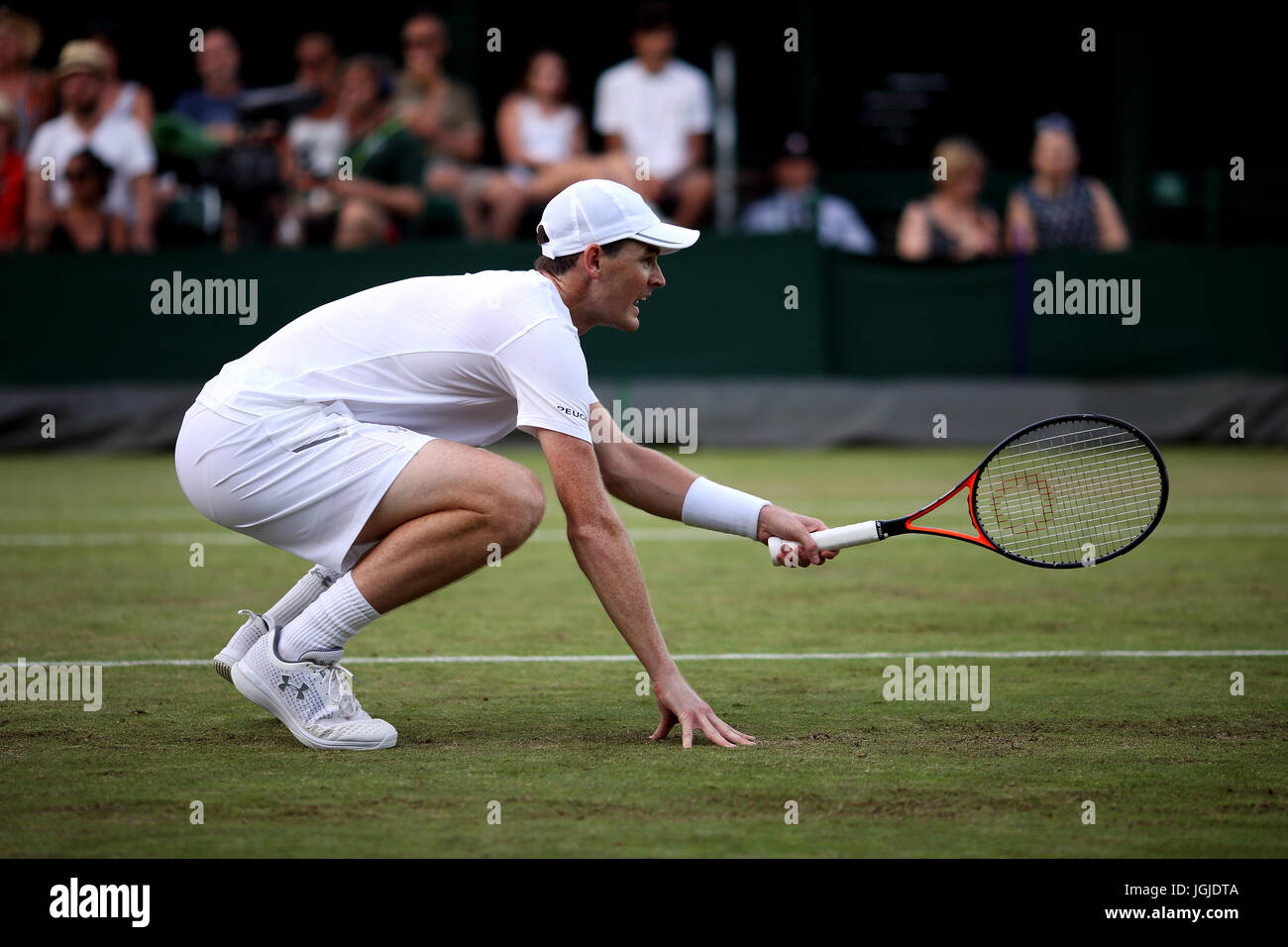 Jamie Murray in action in his doubles match with Bruno Soares on day ...