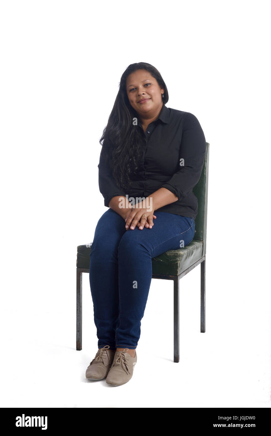 Portrait of a latin woman on white background Stock Photo - Alamy