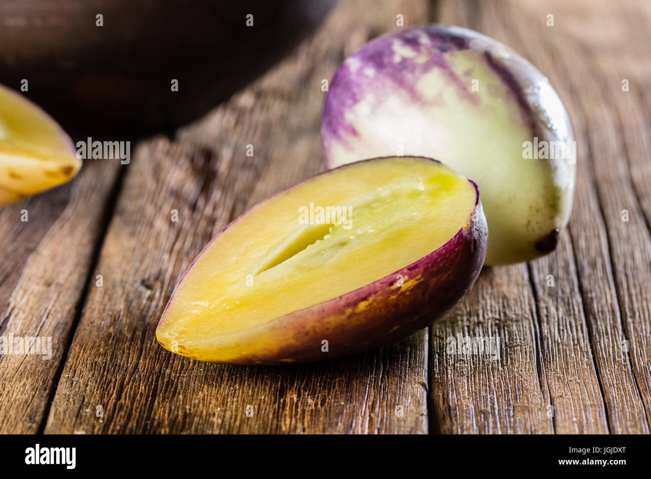 South American fruit sweet cucumber. Pepino dulce or pepino melon Stock ...