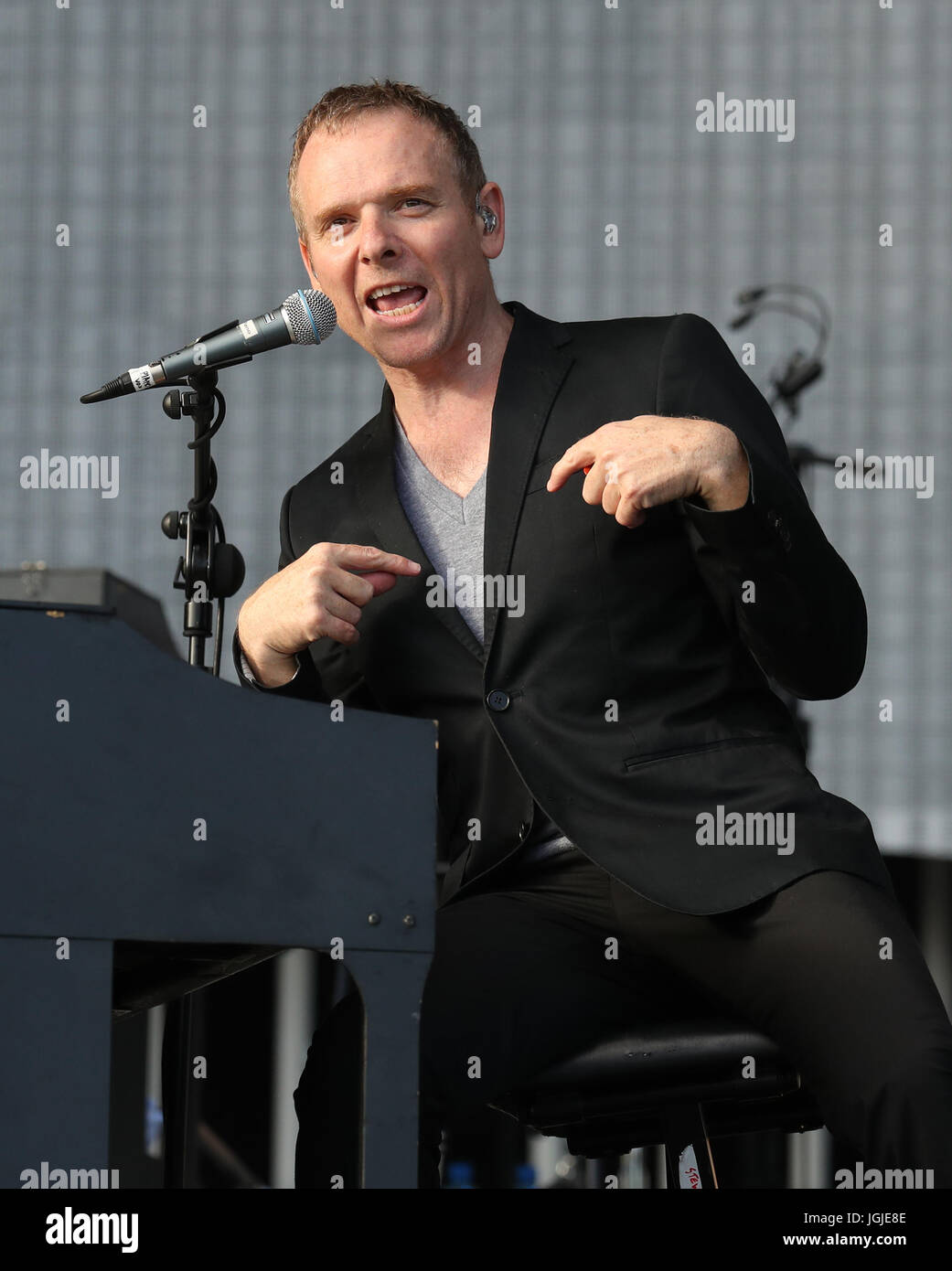 Stuart Murdoch from Belle and Sebastian performs on the main stage at ...