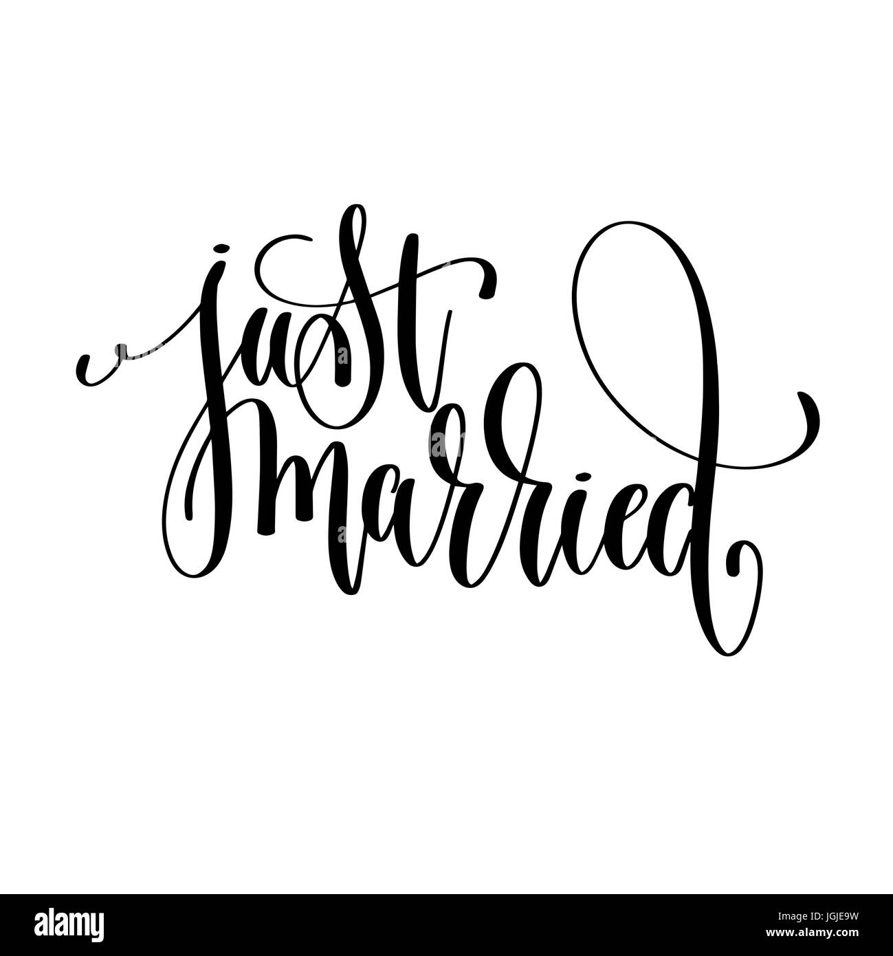 just married black and white handwritten lettering Stock Vector Image ...