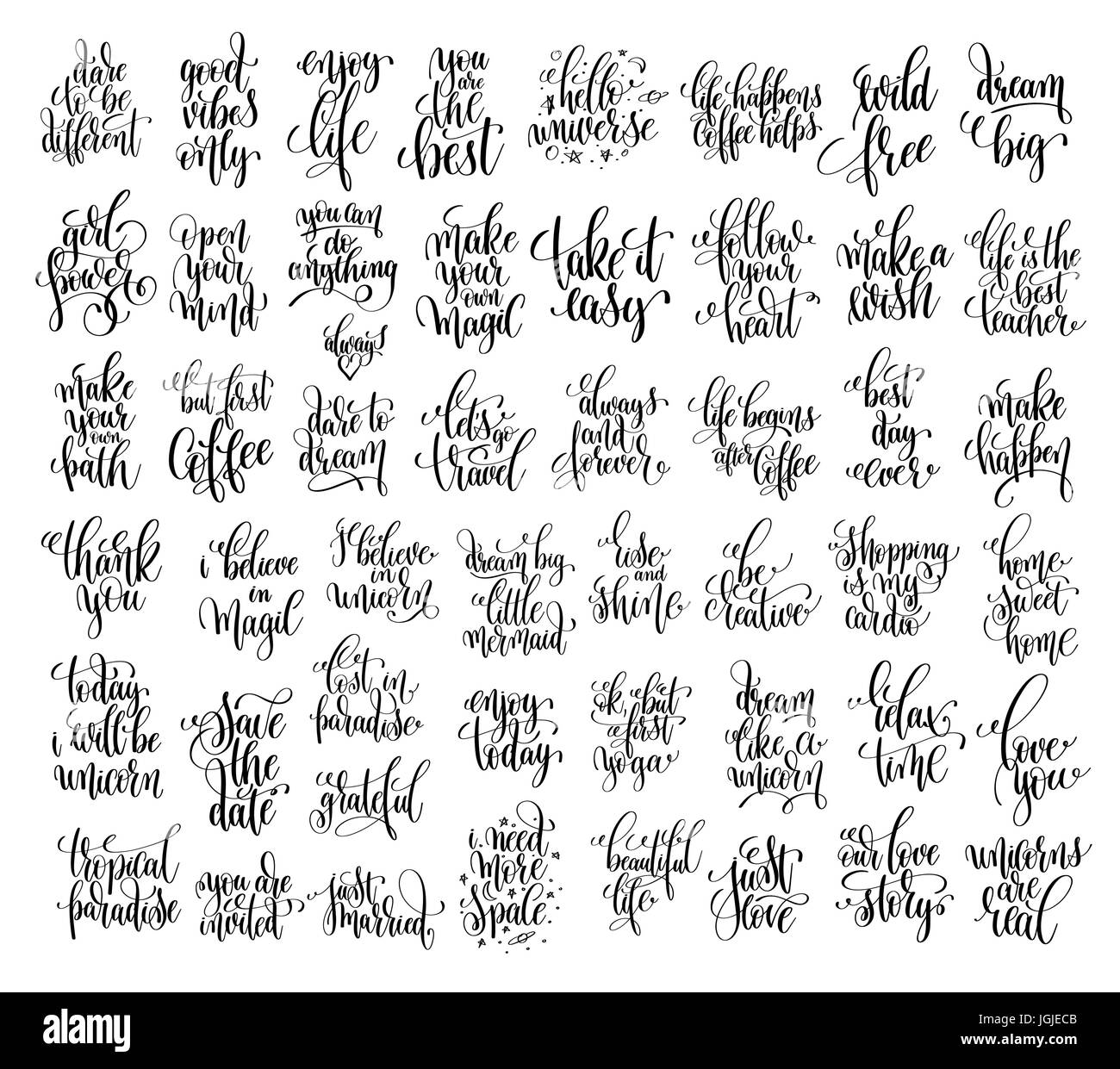 Set 50 motivation inspirational quotes hi-res stock photography and ...