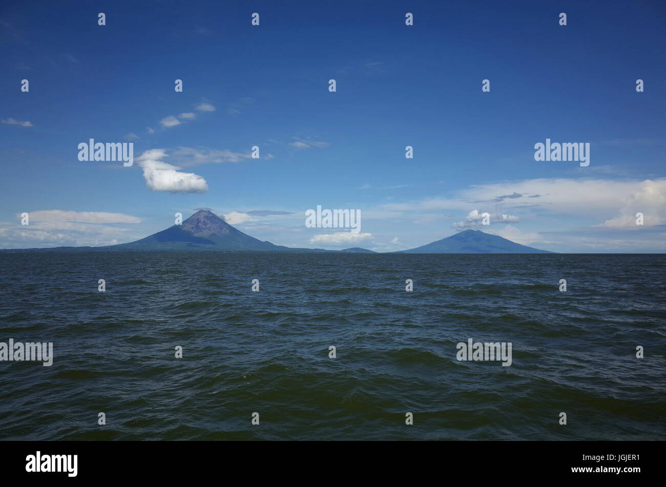 On the way to Isla Ometepe with a view of the twin volcanoes ...