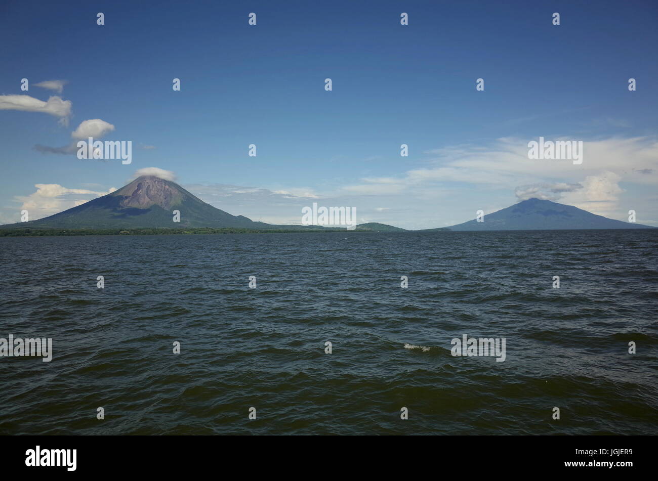 On the way to Isla Ometepe with a view of the twin volcanoes ...