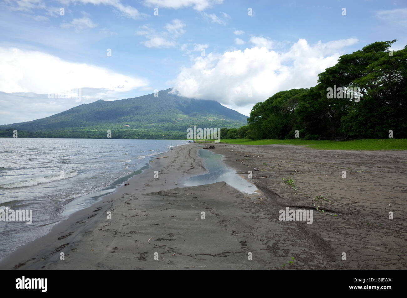 A view of Volcan Maderas from a beach on Isla Ometepe Stock Photo - Alamy