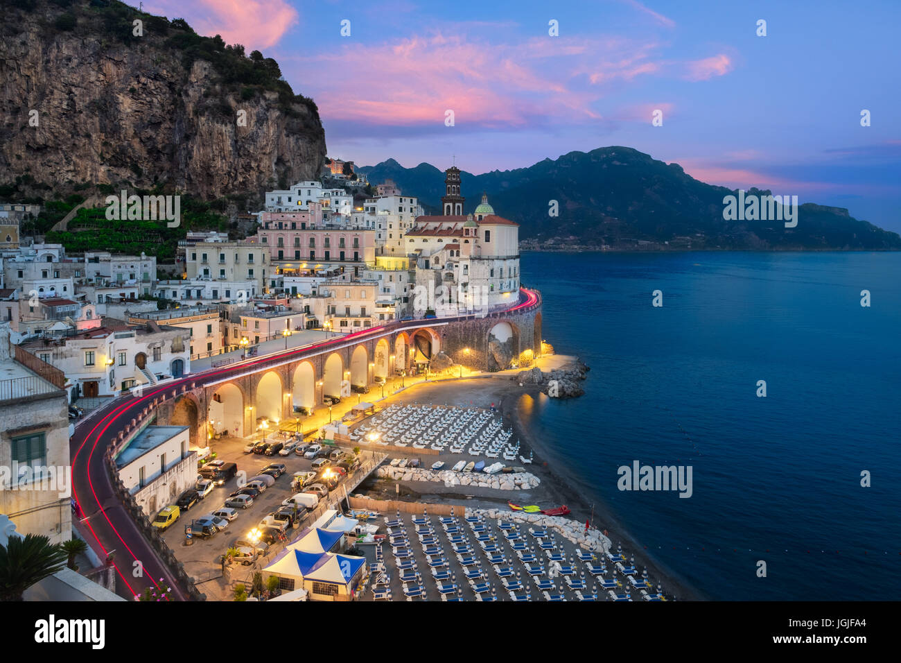 Panorama view of Atrani at the Amalfi Coast Stock Photo - Alamy