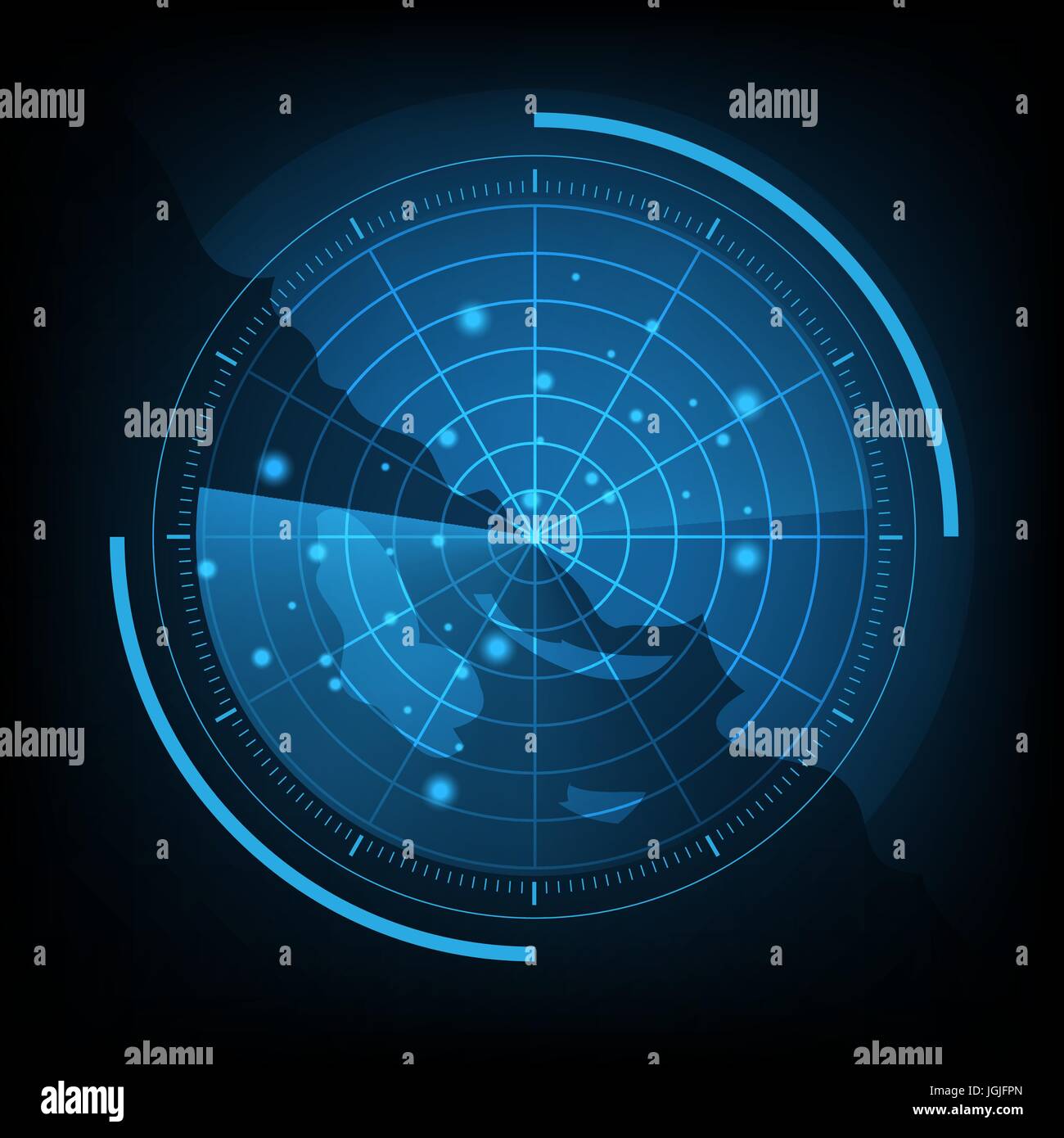 Blue radar screen with map, stock vector Stock Vector Image & Art - Alamy