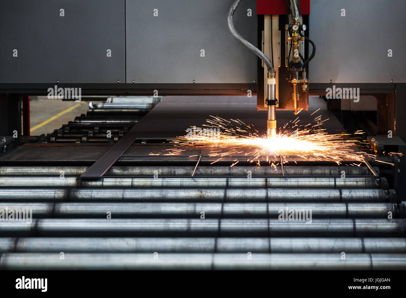 Industrial cnc plasma cutting of metal plate Stock Photo - Alamy