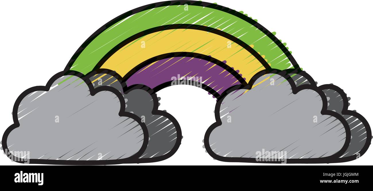 clouds and rainbow icon over white background vector illustration Stock ...