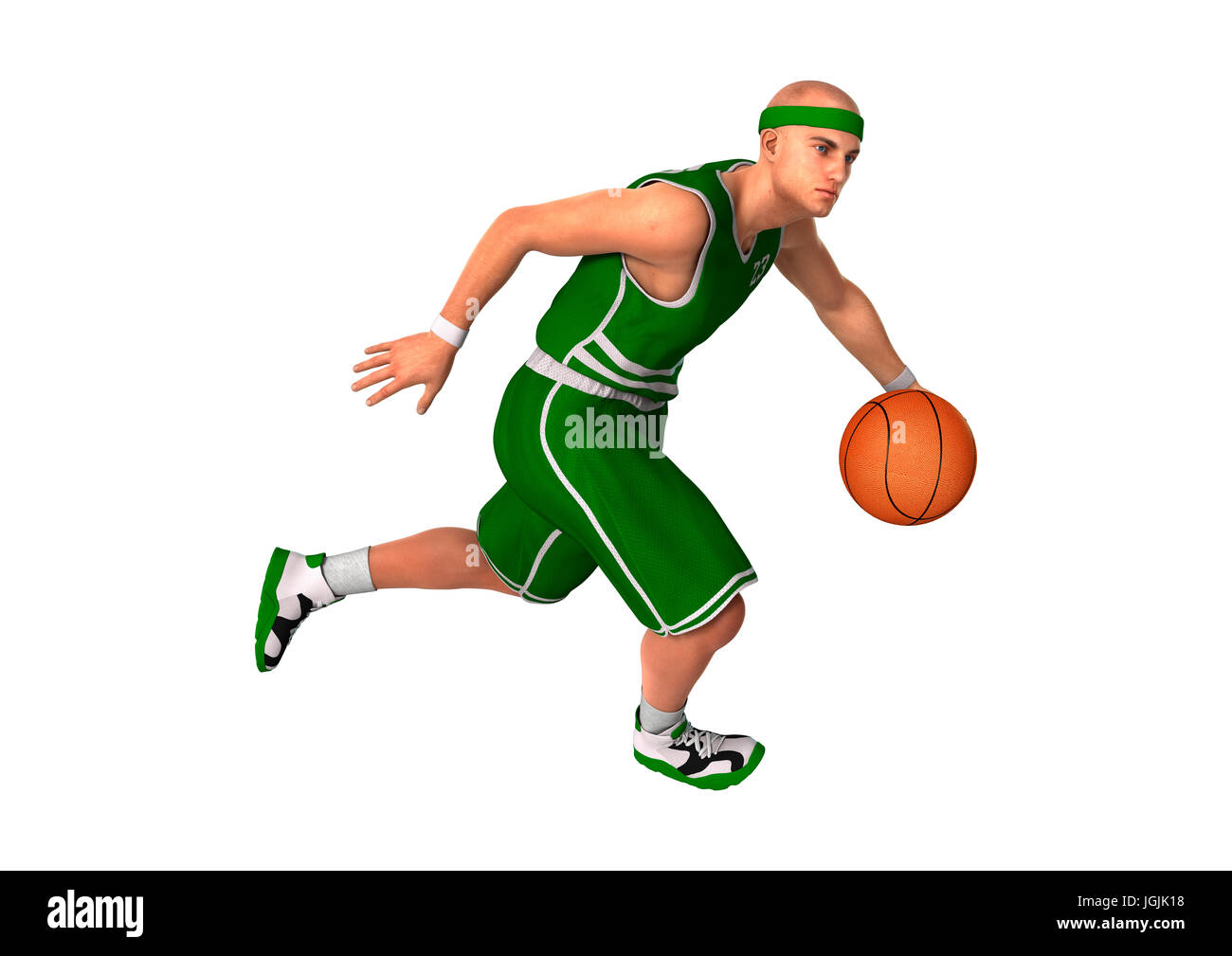 3D rendering of a basketball player isolated on white background Stock ...