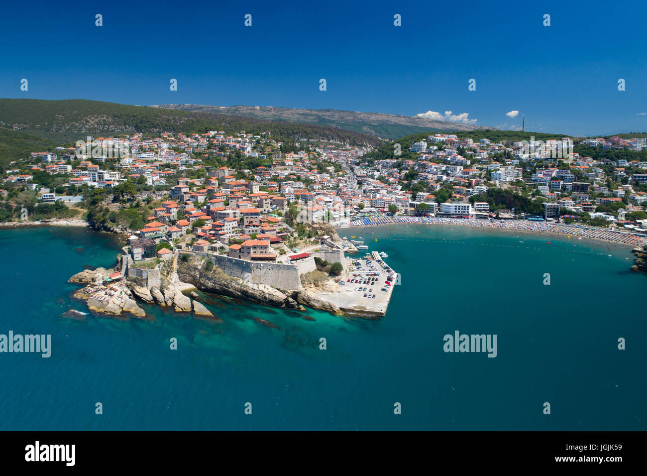 Aerial view of the old city of Ulcinj Stock Photo - Alamy