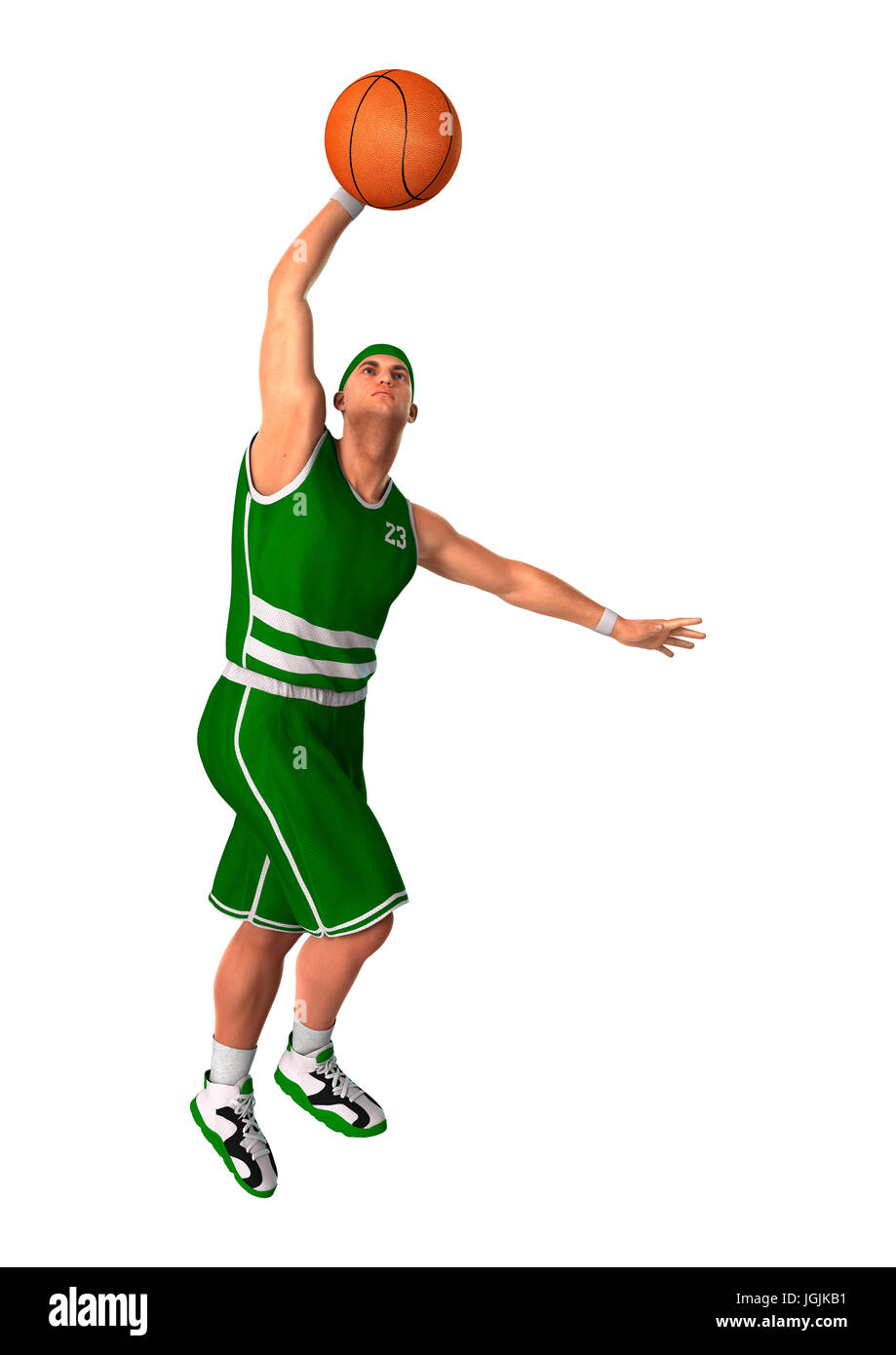 3D rendering of a basketball player isolated on white background Stock ...