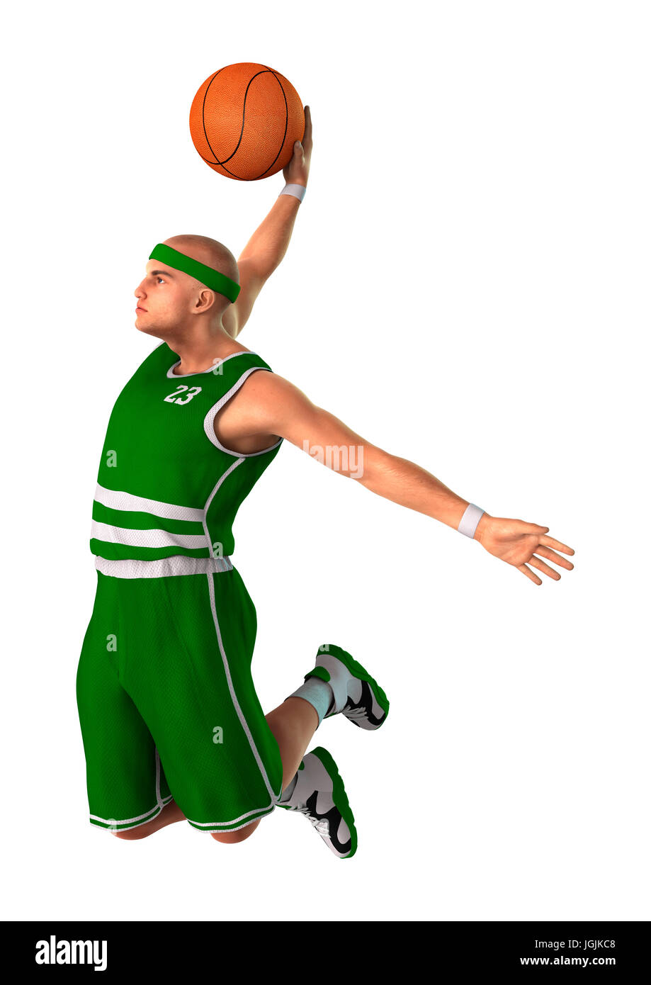 3D rendering of a basketball player isolated on white background Stock ...
