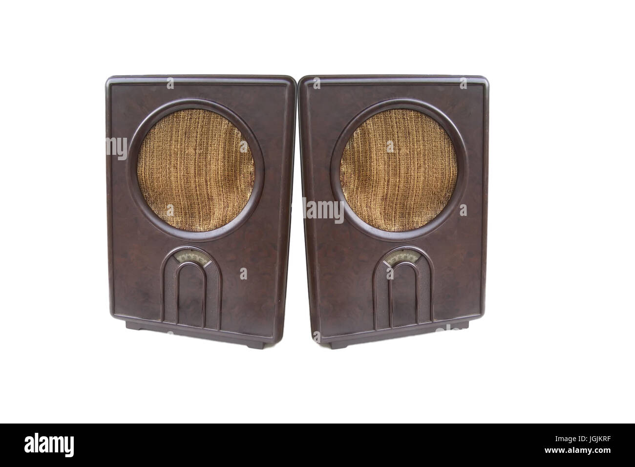 Two old radios isolated on white background Stock Photo - Alamy