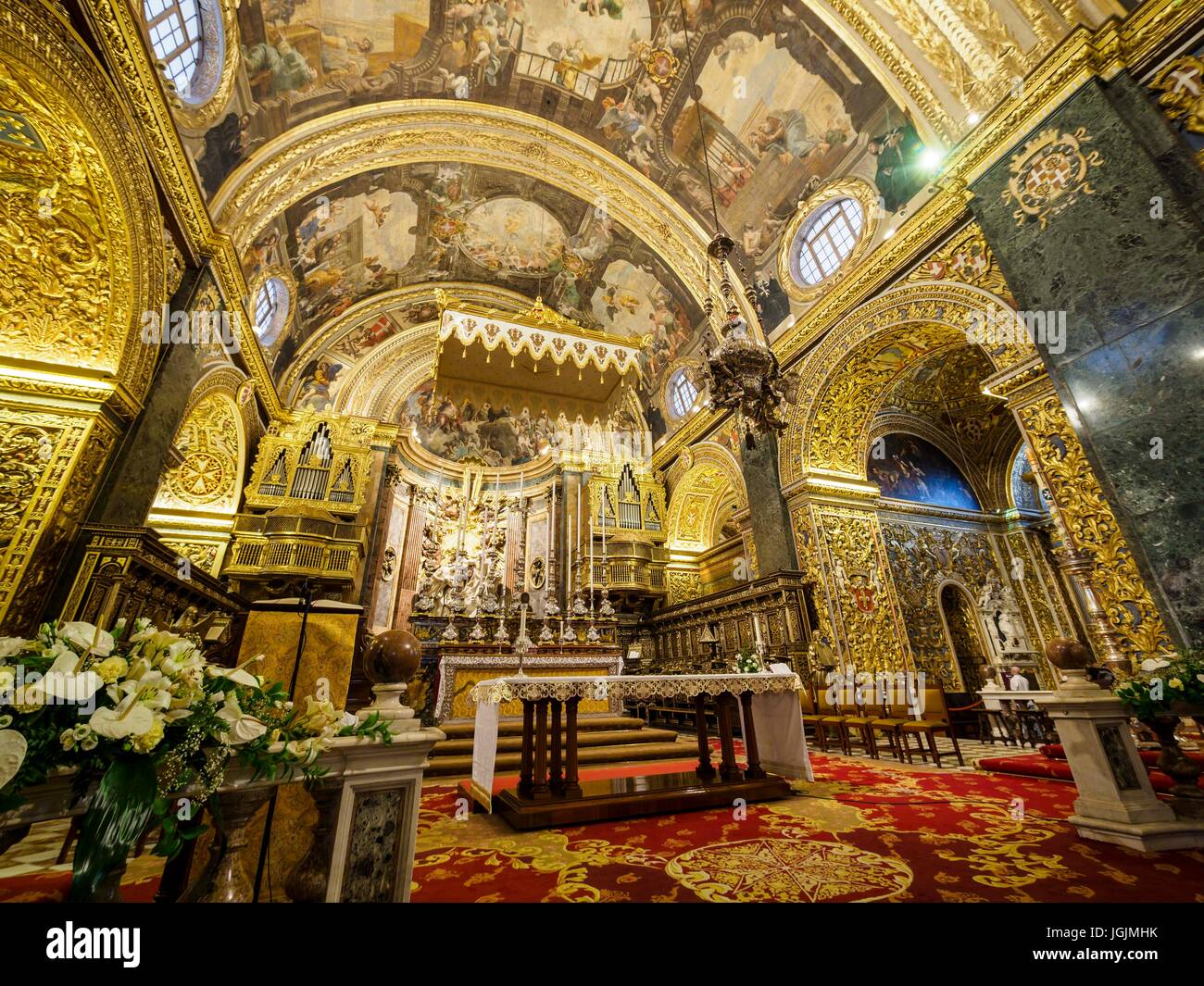 The sanctuary of St. John's Co-Cathedral at the capital Valletta ...