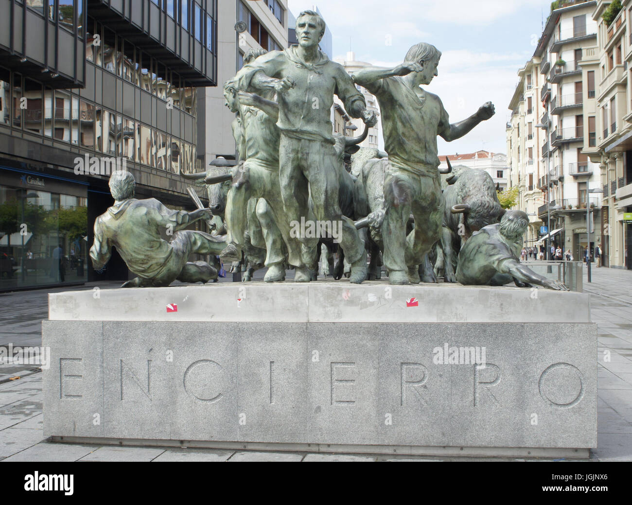 A monument for the bull run was erected by the city in the center of ...