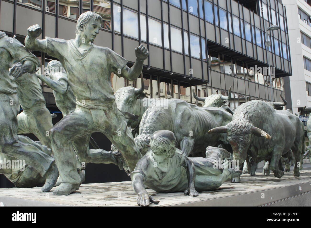 A monument for the bull run was erected by the city in the center of ...