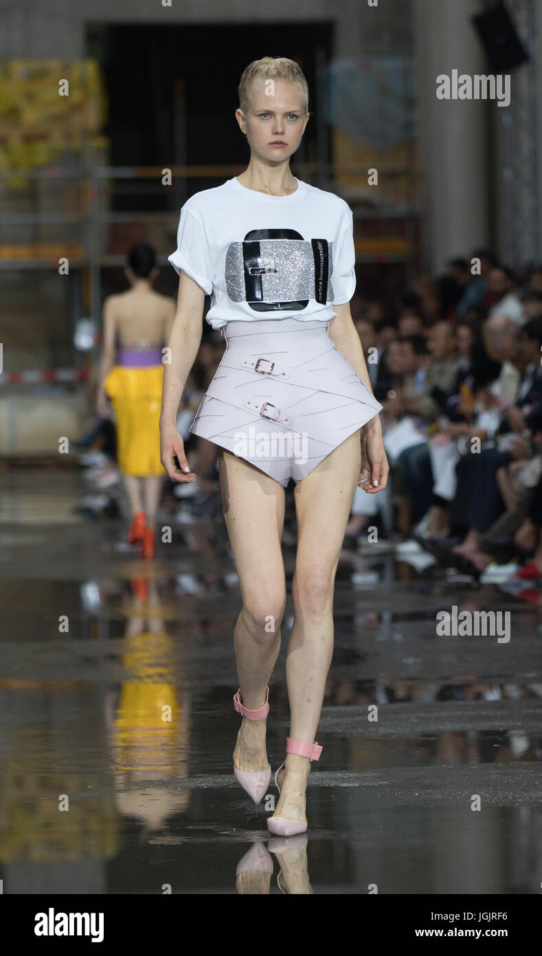 Berlin, Germany. 7th July, 2017. Models present clothes during the ...