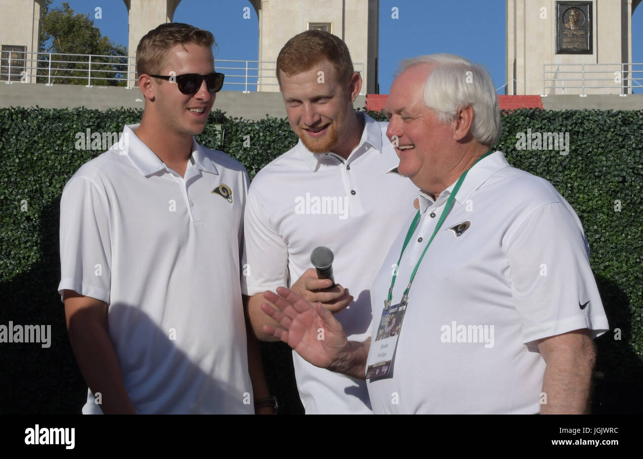 Los Angeles Rams quarterback Jared Goff (left), punter Johnny Hekker ...