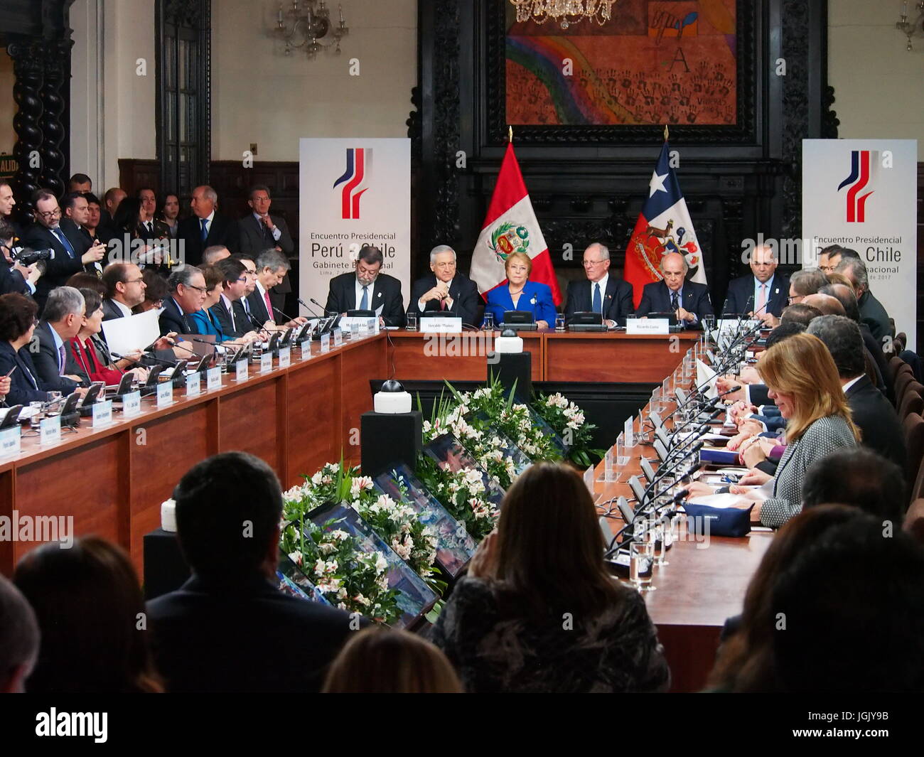 Lima, Peru. 07th July, 2017. From left to right; Mahmud Aleuy; Heraldo ...