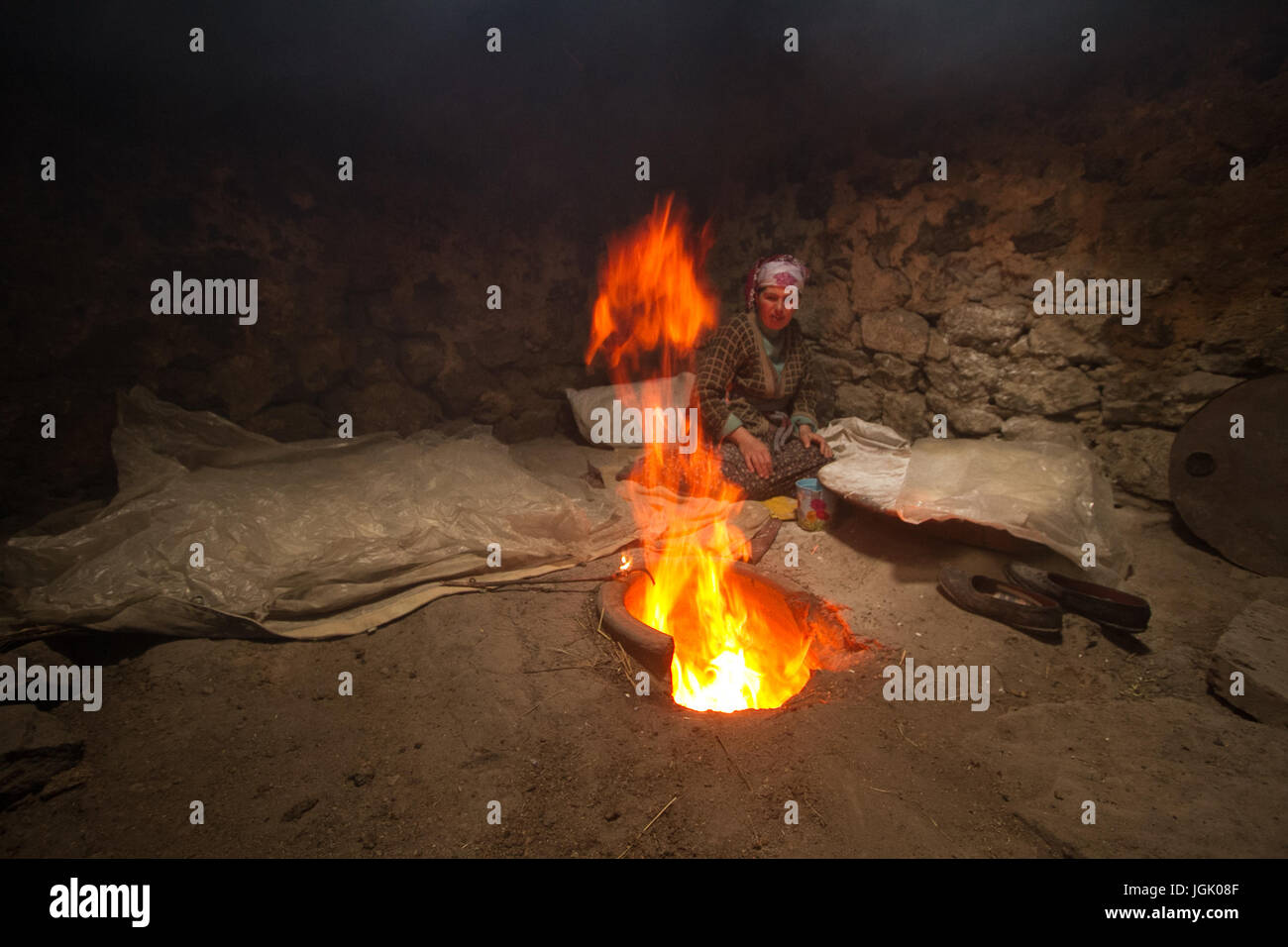 February 9, 2014 - A village house around lake Cildir at Kars/Turkey.A ...