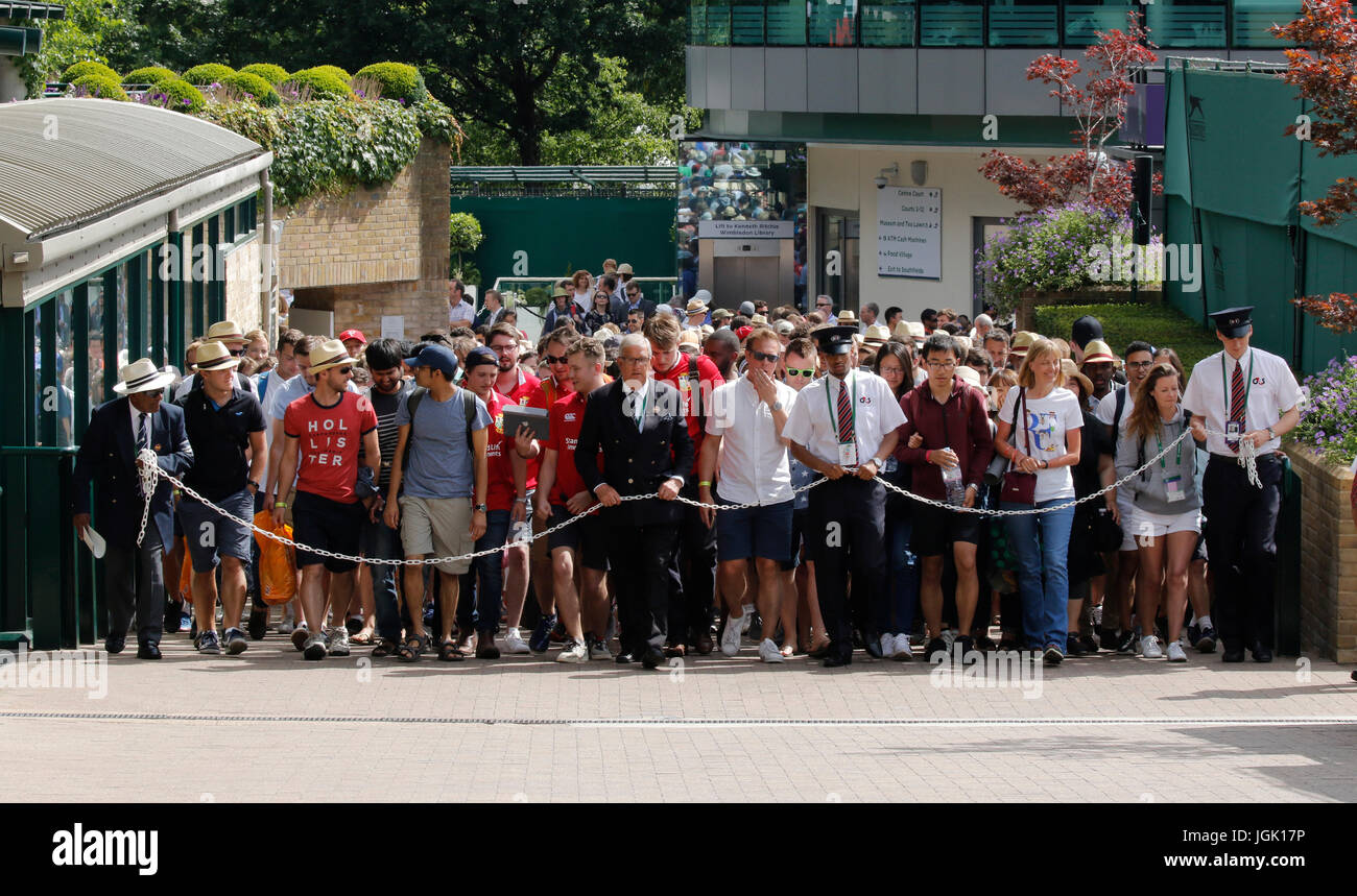 WIMBLEDON CROWD ENTERING THE GROUNDS ON DAY 6 OF THE CHAMPIONSHIPS, THE ...