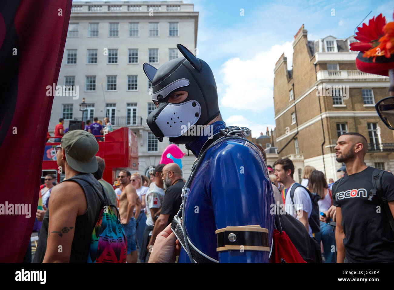 London Pride 2017 - man with dog's mask Stock Photo - Alamy