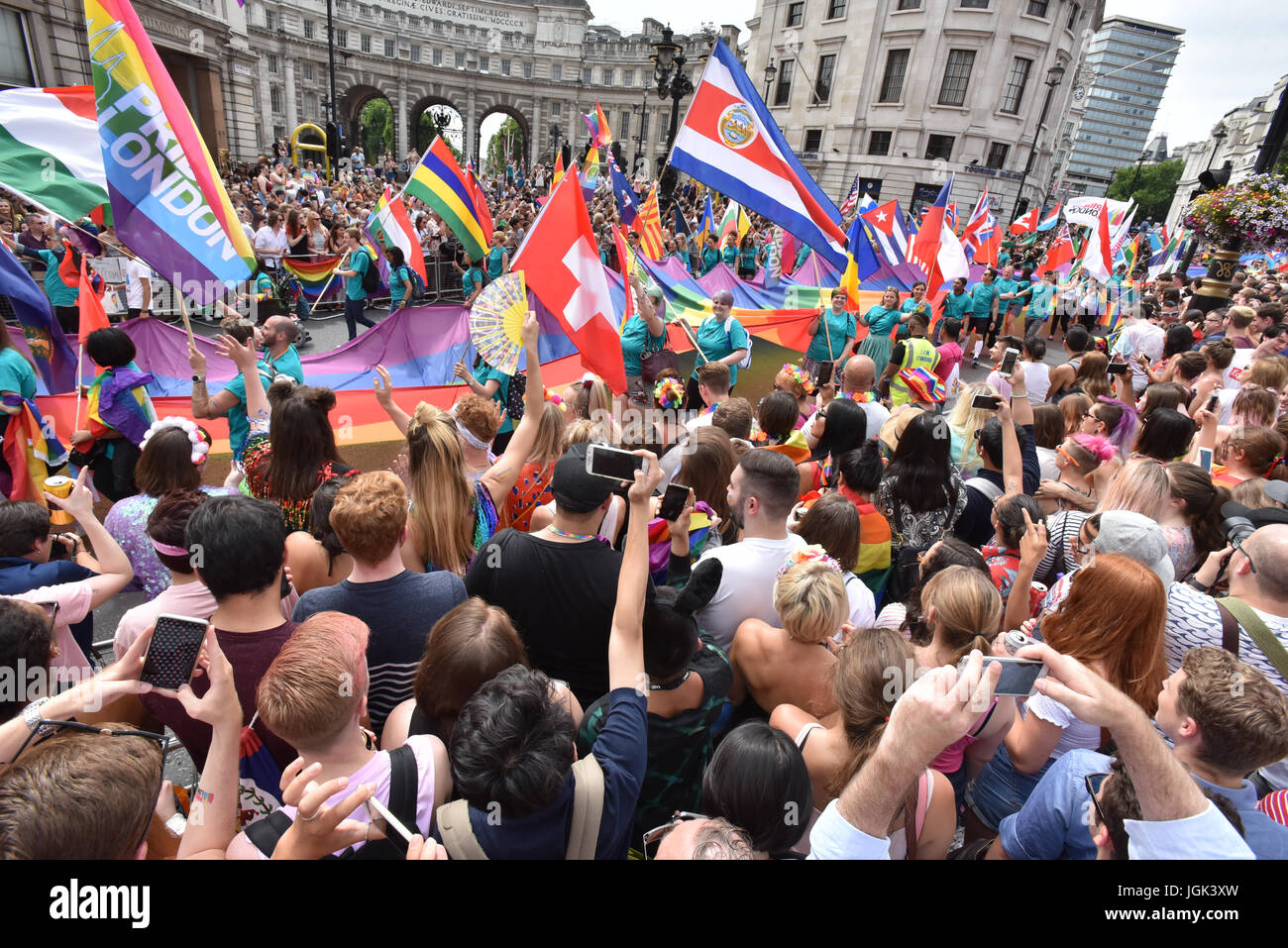 London, UK. 8th July, 2017. The annual LGBT Pride Parade through ...