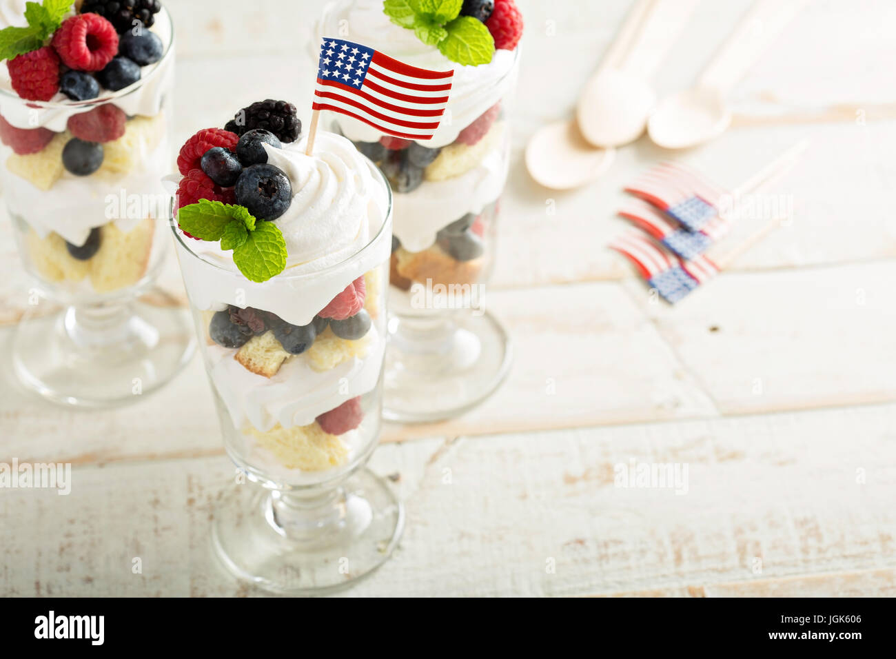 Layered dessert parfait with sweet bread and berries Stock Photo - Alamy