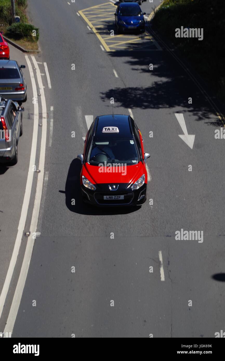 Taxi on Western Way Road, West Gate. Exeter, Devon, UK. July, 2017 ...