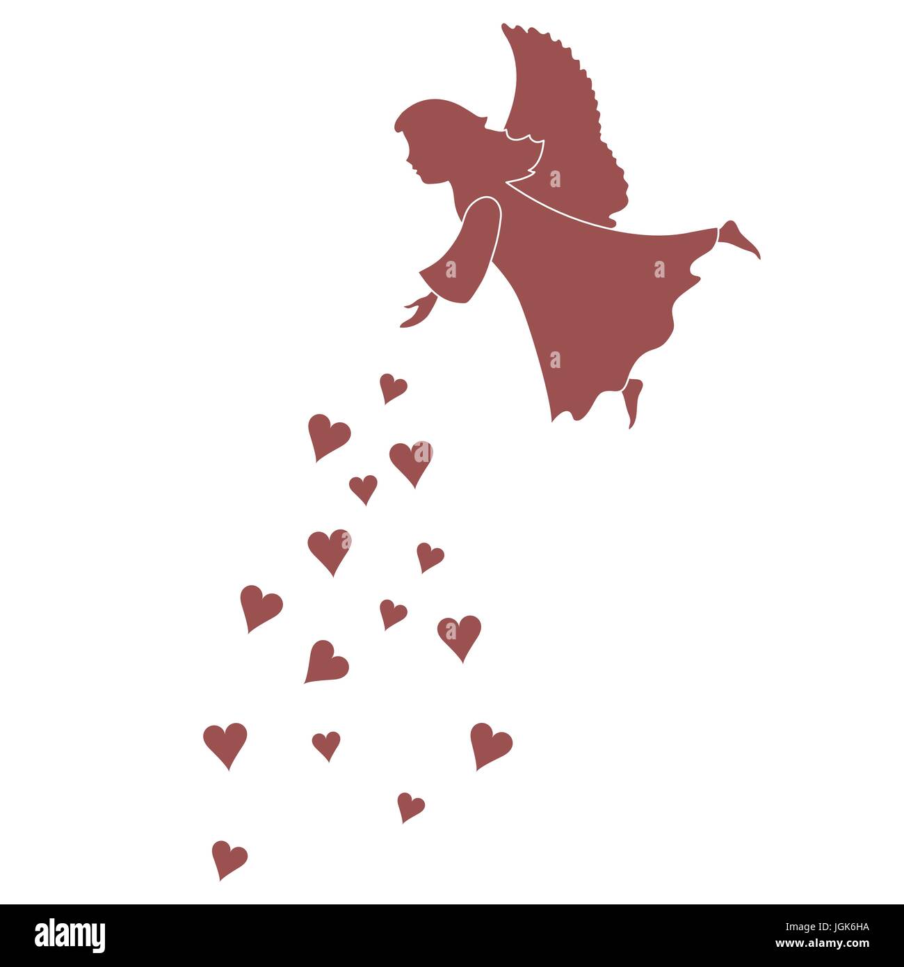 Cute vector illustration: angel showered hearts. Love symbol. Design ...