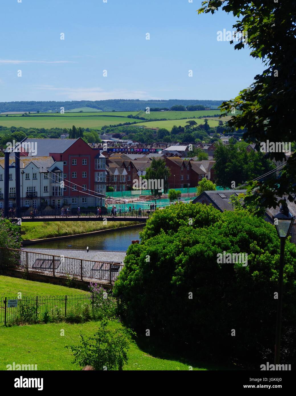 Exeter Quay Landscape on a Sunny Summers Day, overlooking the River Exe ...